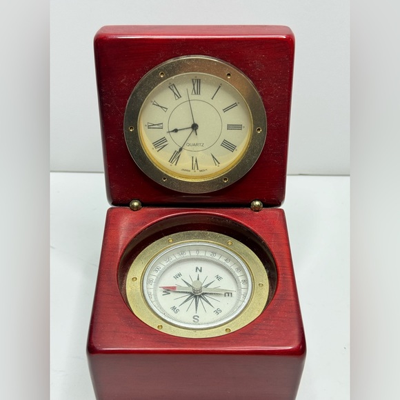 Other | Vintage Quartz Japanese Movt Gimbal Clock In Mahogany Box With ...